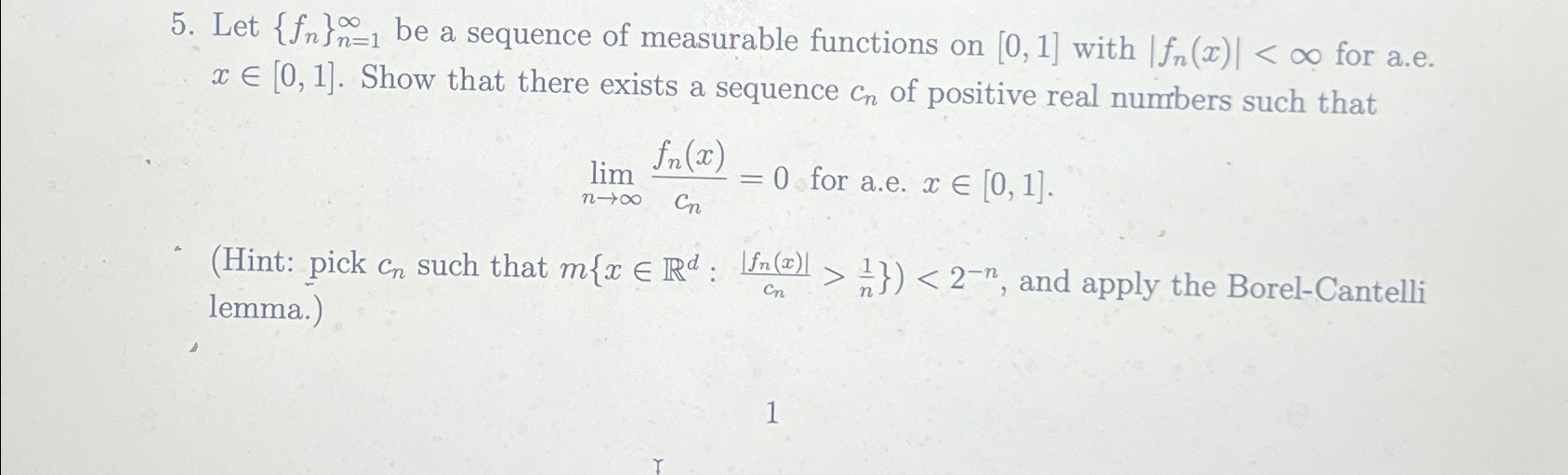 Solved Let {fn}n 1∞ ﻿be A Sequence Of Measurable Functions