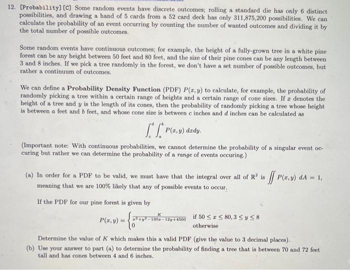 Solved 2. [Probability] [C] Some random events have discrete | Chegg.com