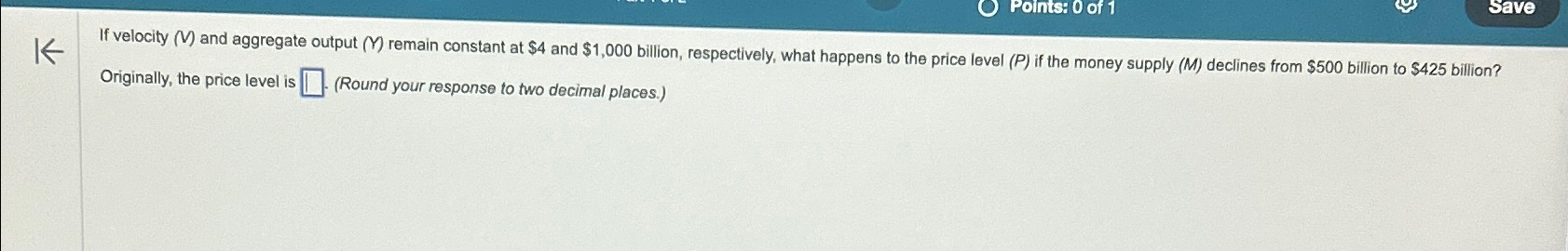 Solved Points: 0 ﻿of 1SaveIf velocity ) ﻿and aggregate | Chegg.com