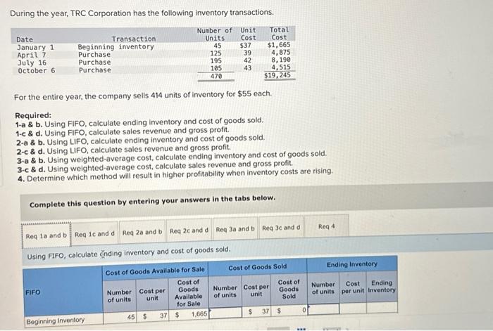 Solved During the year, TRC Corporation has the following | Chegg.com