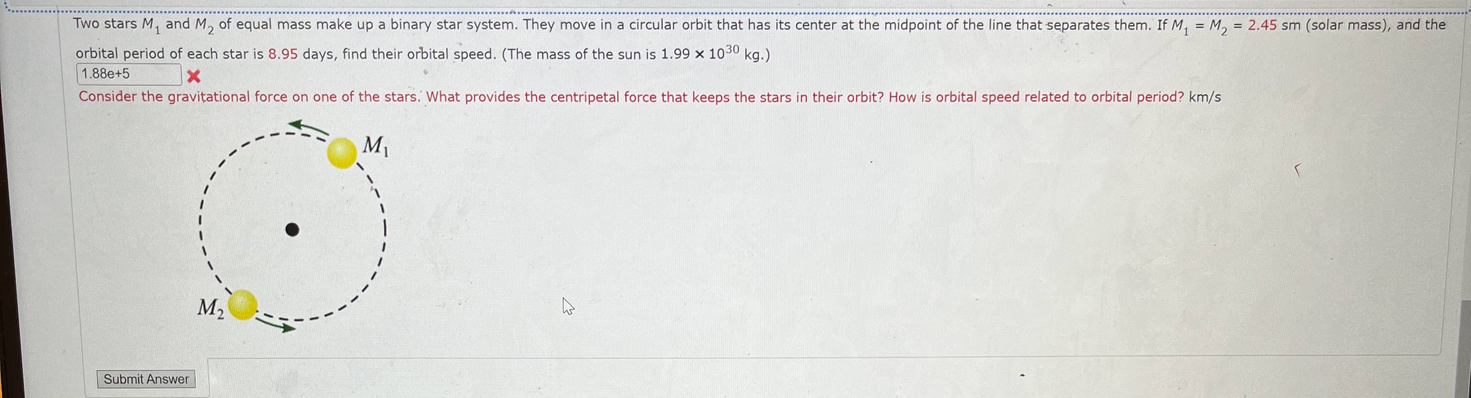 Solved Two stars M1 ﻿and M2 ﻿of equal mass make up a binary | Chegg.com