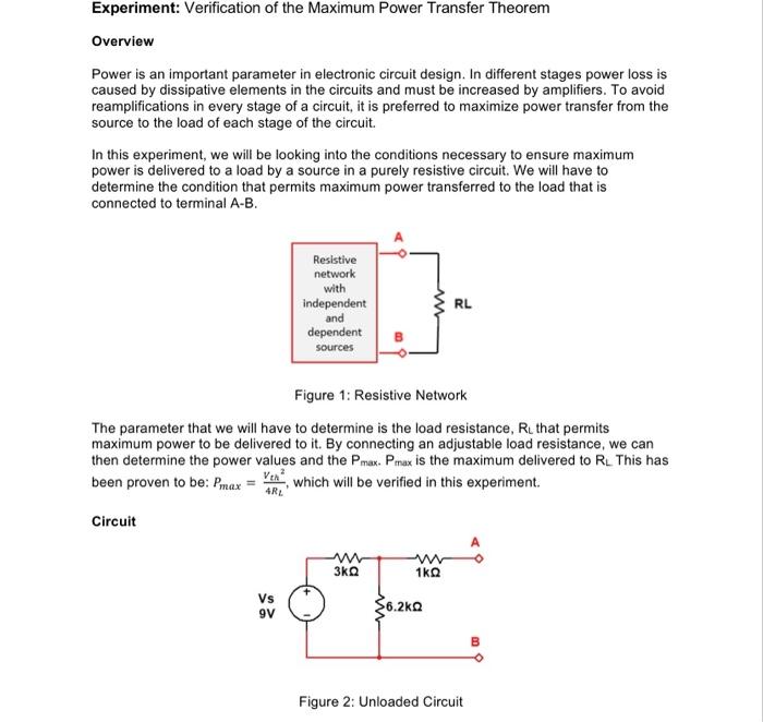 Solved Experiment: Verification of the Maximum Power | Chegg.com