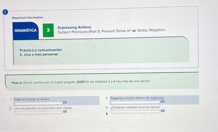 Expressing Actions Subject Pronouns (Part 1): Present | Chegg.com