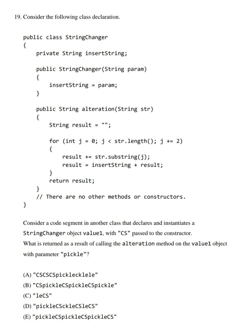Solved 17. Consider the following method. public void | Chegg.com