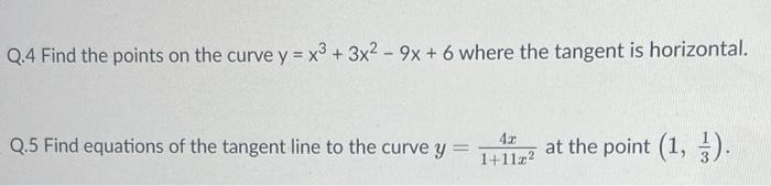 Solved Q.4 Find the points on the curve y = x3 + 3x2 - 9x + | Chegg.com