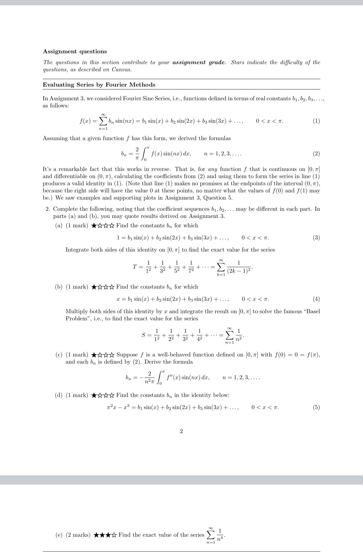 Assignment questionsThe questions in this section | Chegg.com