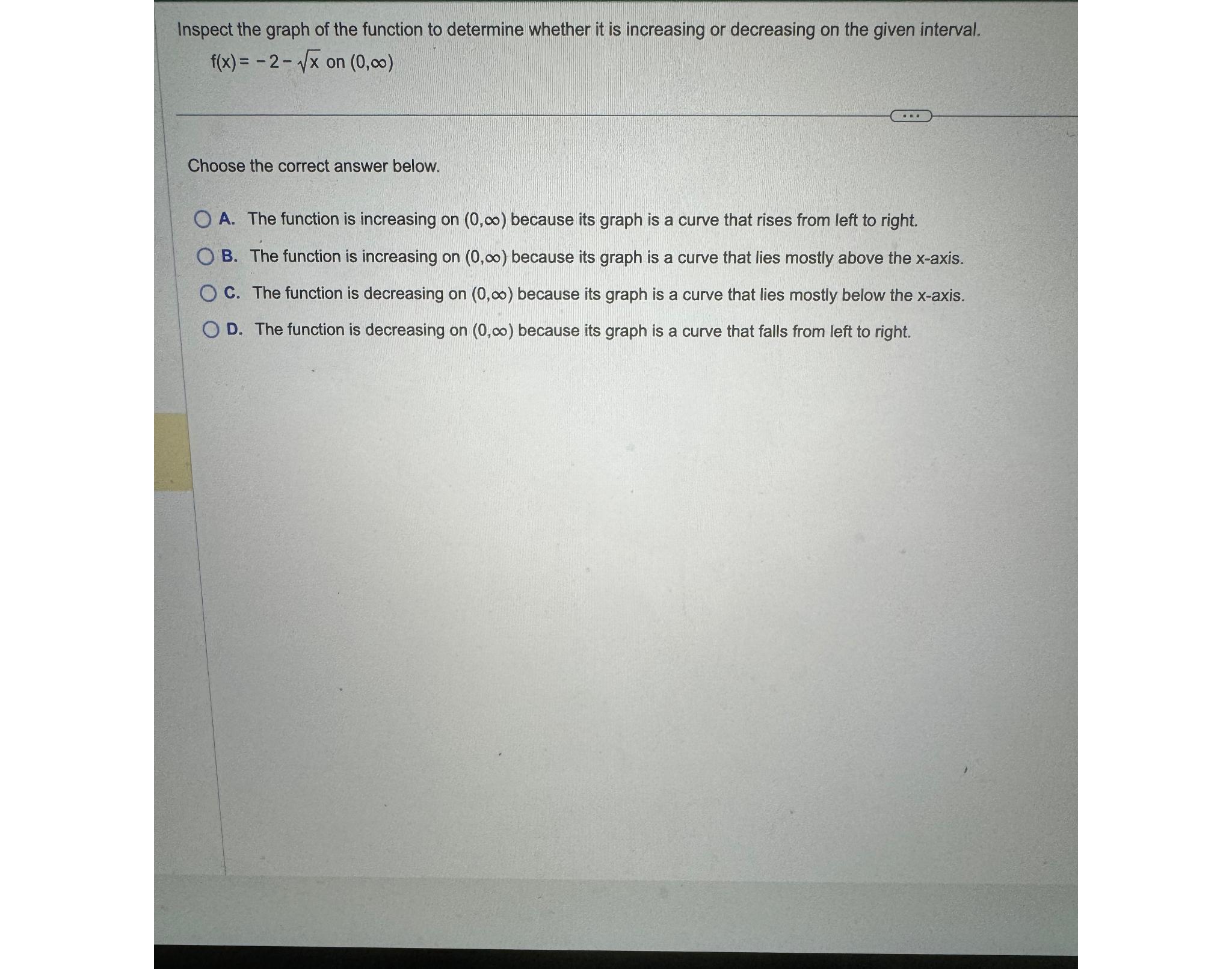 Solved Inspect the graph of the function to determine | Chegg.com
