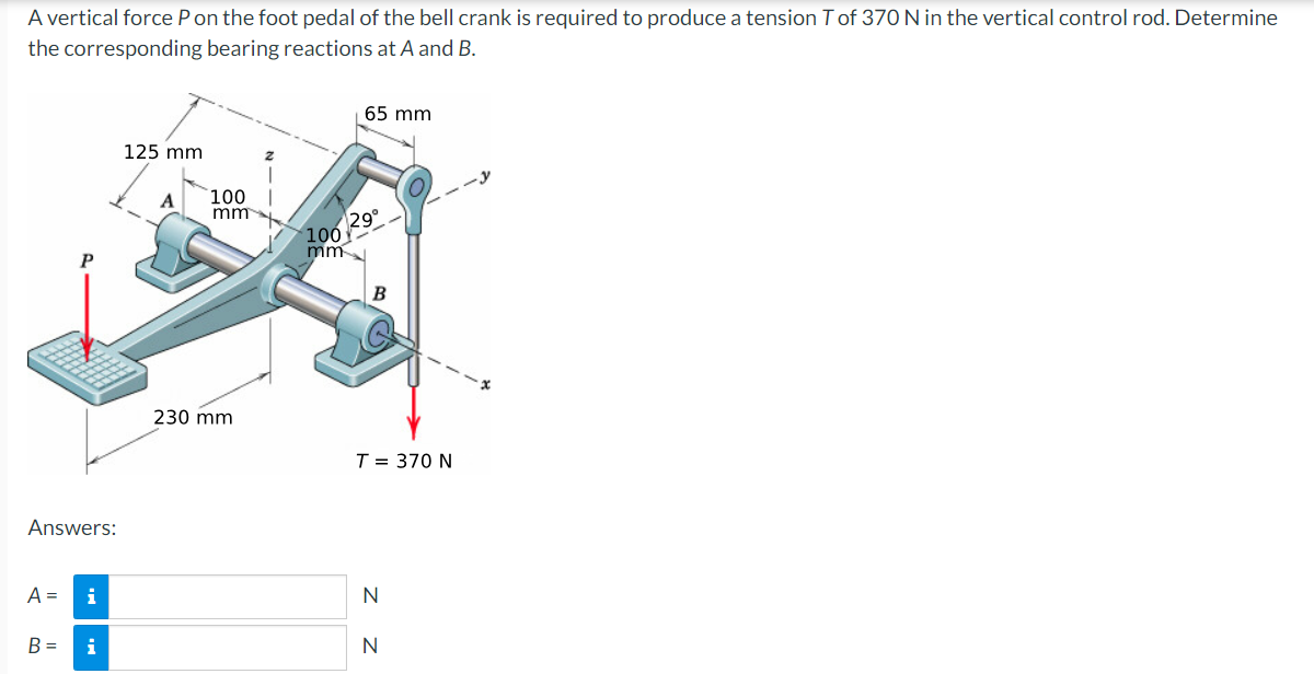 Solved A vertical force P ﻿on the foot pedal of the bell | Chegg.com