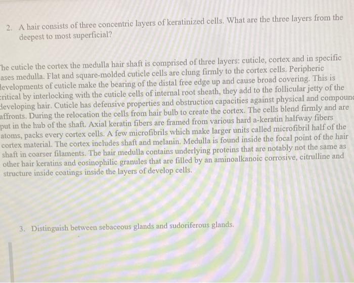 Solved 2. A hair consists of three concentric layers of | Chegg.com