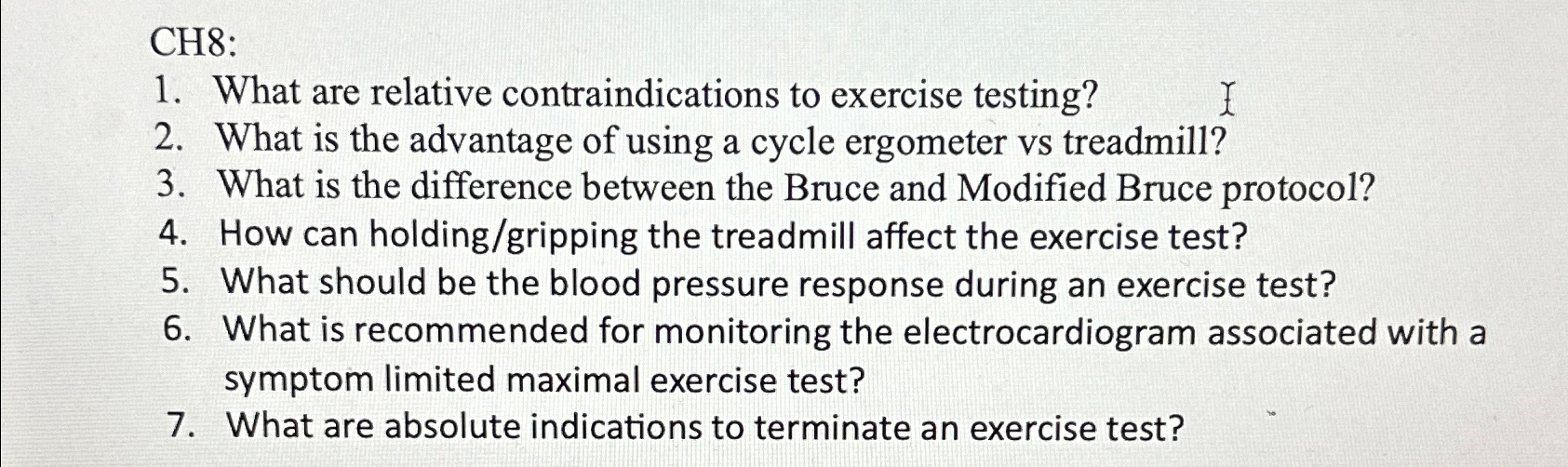 Solved CH8:What are relative contraindications to exercise | Chegg.com