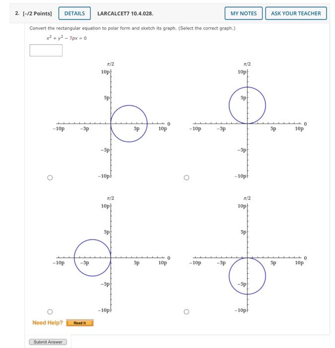 Solved Convert the rectangular equation to polar form and | Chegg.com