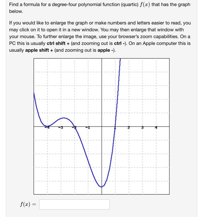 Solved Find a formula for a degree-four polynomial function | Chegg.com