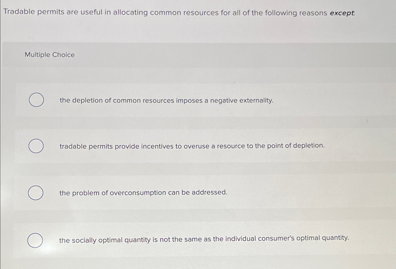 Solved Tradable permits are useful in allocating common | Chegg.com