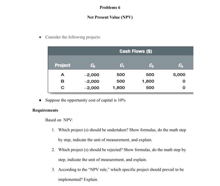Solved Net Present Value please I need this solve, show | Chegg.com