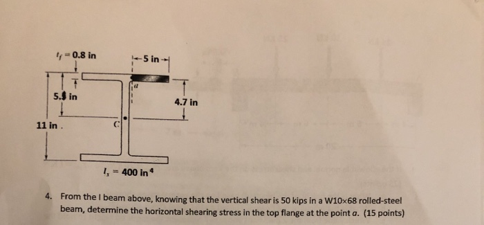 Solved - 0.8 in +5 in 5. in 4.7 in 11 in . 1, = 400 in %3D | Chegg.com