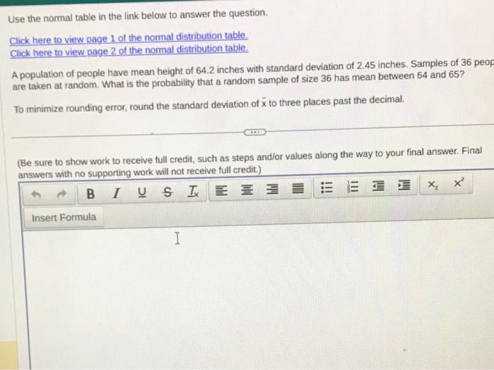 Solved Use the normal table in the link below to answer the | Chegg.com