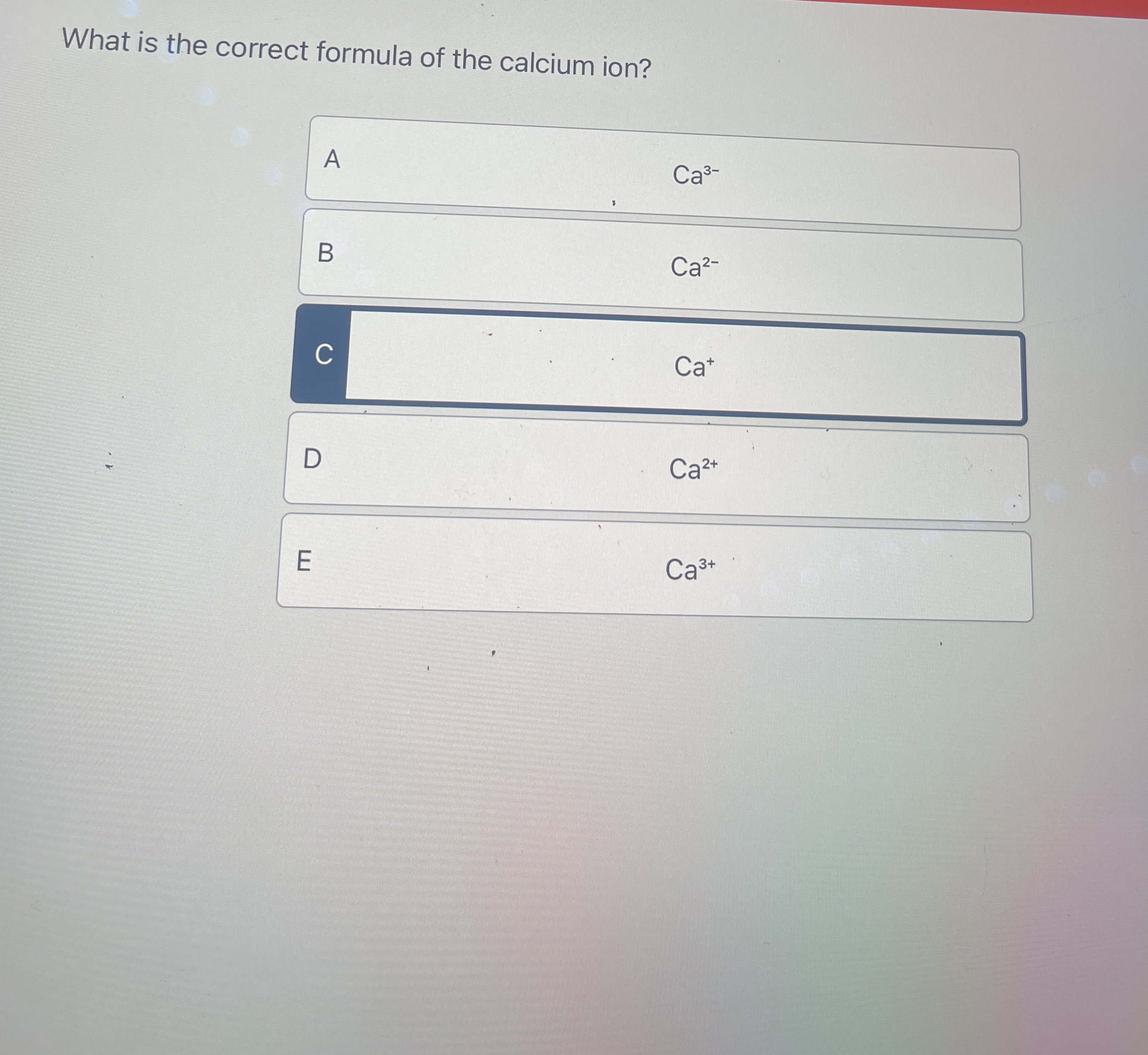 Solved What is the correct formula of the calcium | Chegg.com