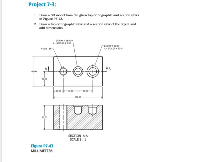 Solved Project 7-3: 1. Draw a 3D model from the given top | Chegg.com