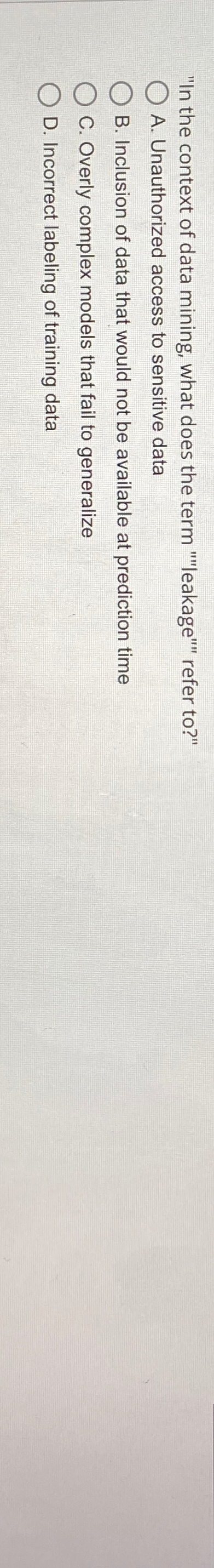 Solved "In the context of data mining, what does the term | Chegg.com