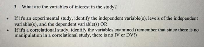 Solved 3. What are the variables of interest in the study? | Chegg.com