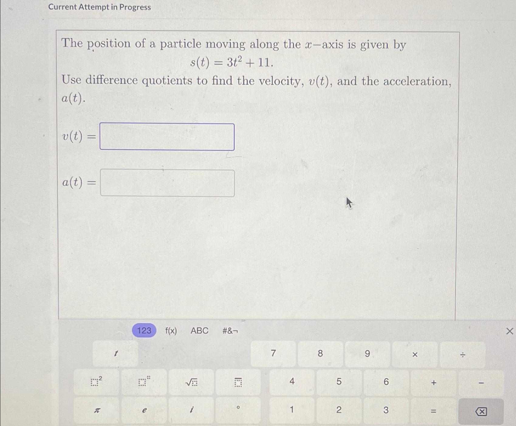 Solved Current Attempt in ProgressThe position of a particle | Chegg.com