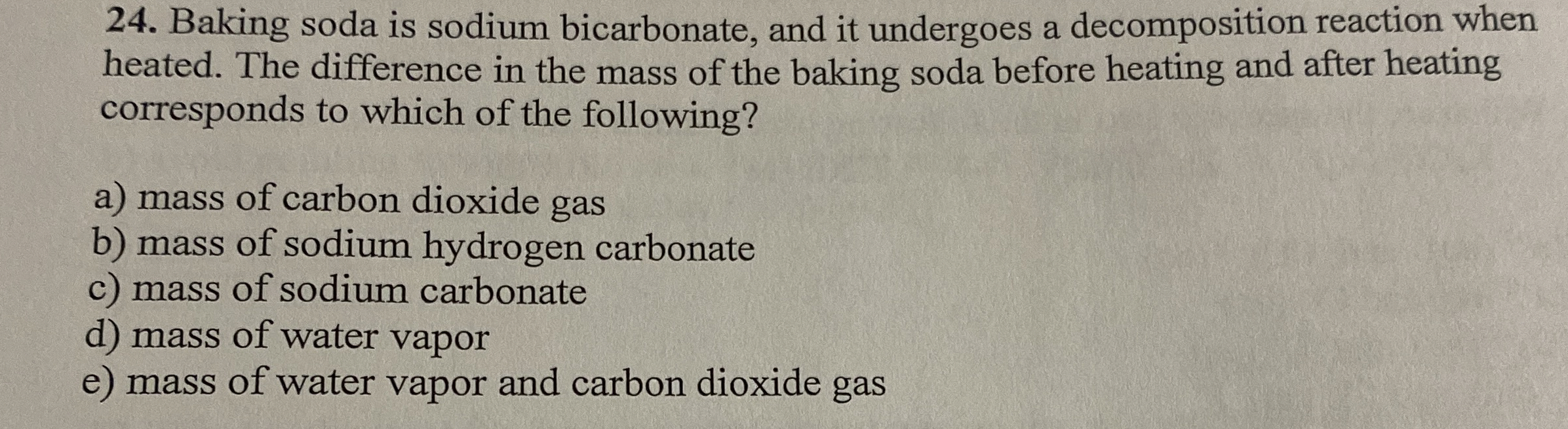 Solved Baking soda is sodium bicarbonate, and it undergoes a | Chegg.com