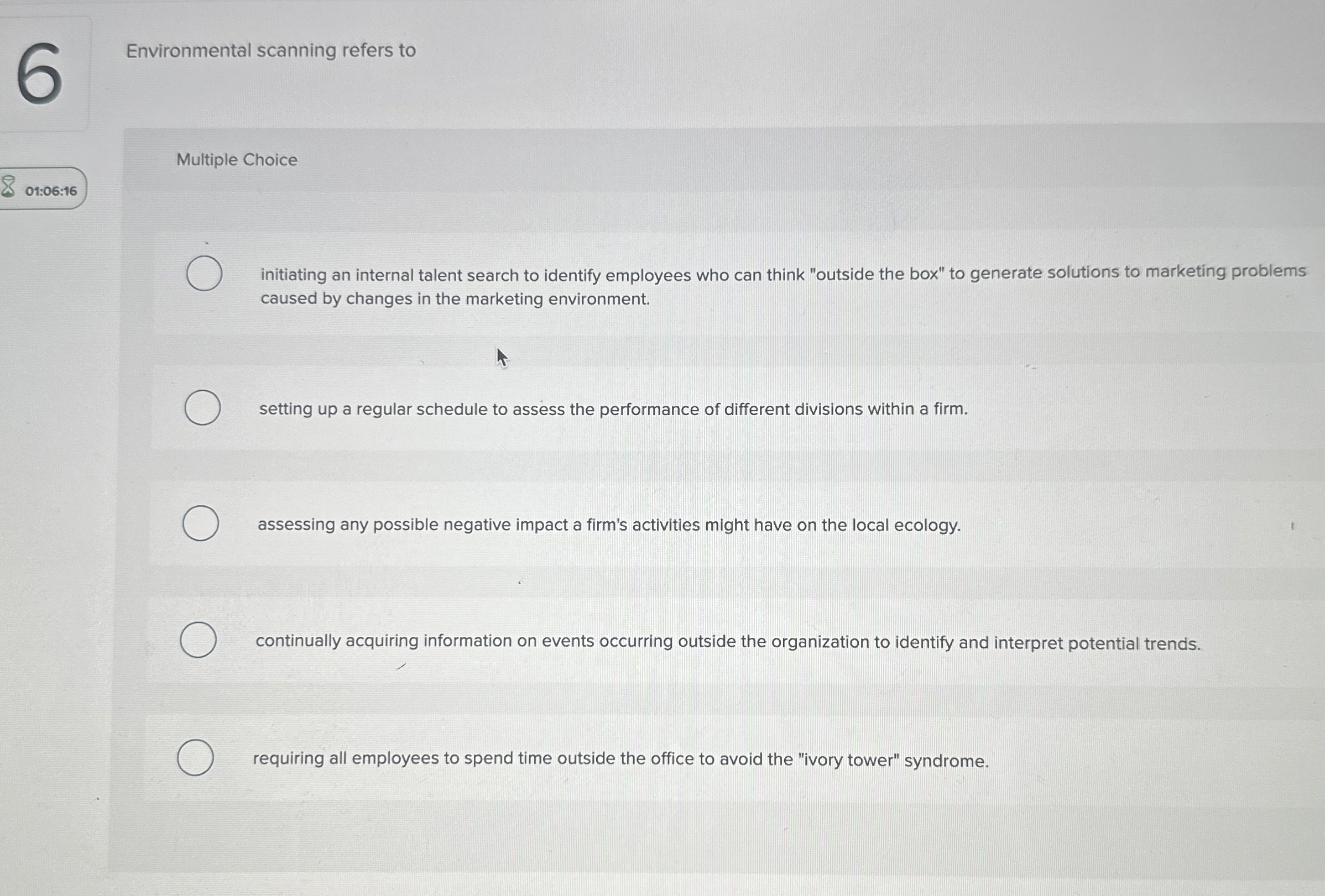 Solved Environmental scanning refers toMultiple | Chegg.com