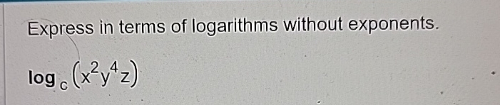 Solved Express in terms of logarithms without | Chegg.com