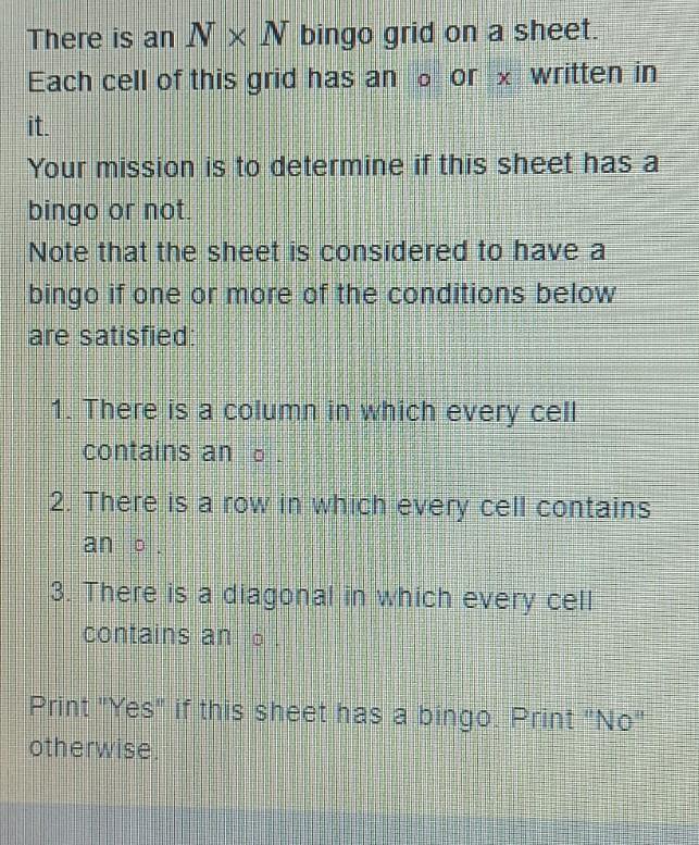 Solved There is an N×N bingo grid on a sheet. Each cell of | Chegg.com