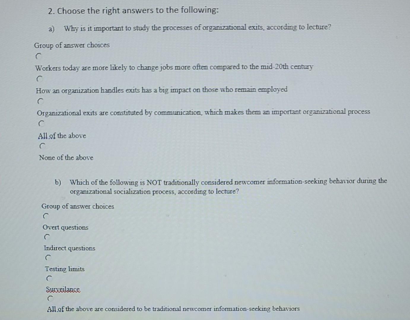 Solved 2. Choose the right answers to the following: a) Why | Chegg.com