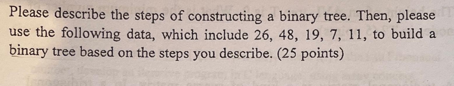 Solved Please describe the steps of constructing a binary | Chegg.com