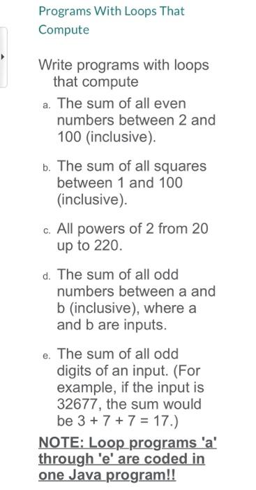 Solved Programs With Loops That Compute Write programs with | Chegg.com