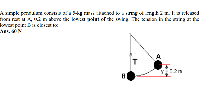 Solved A simple pendulum consists of a 5-kg ﻿mass attached | Chegg.com