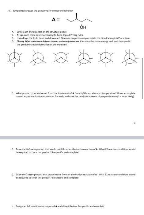Solved 6) (30 points) Answer the questions for compound A | Chegg.com