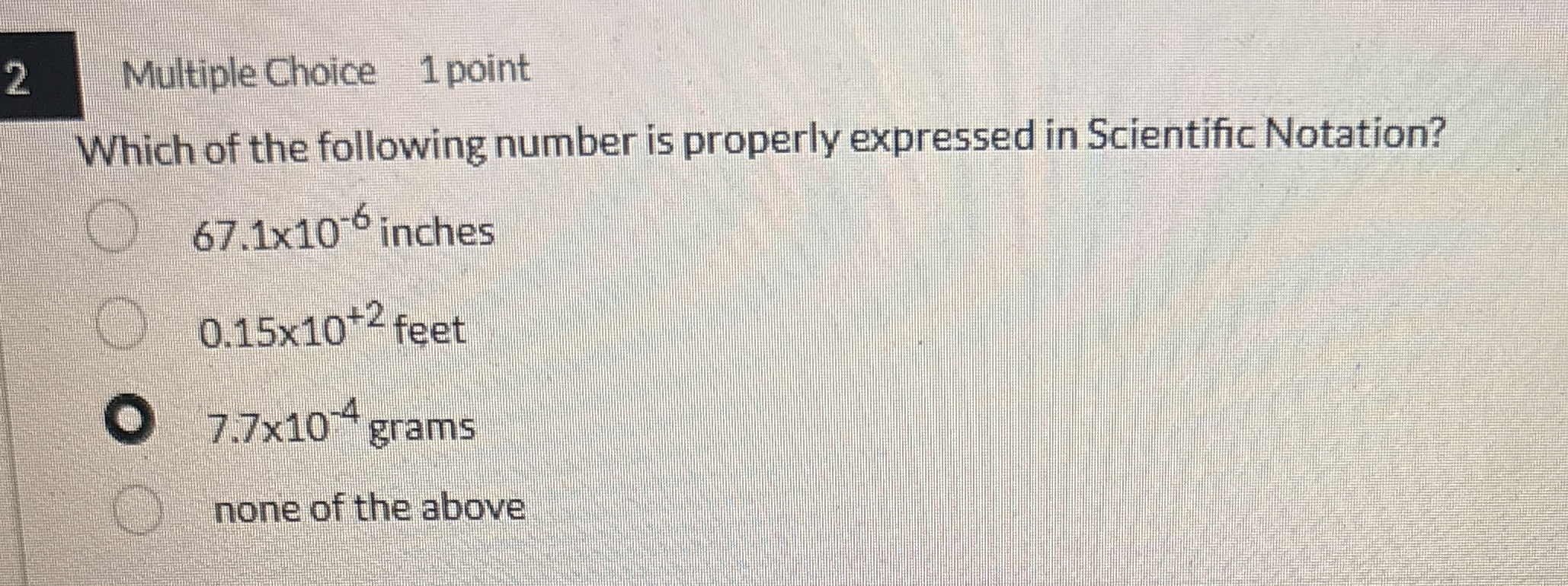 Solved 2Multiple Choice 1 pointWhich of the following | Chegg.com Solved 2Multiple Choice 1 pointWhich of the following | Chegg.com