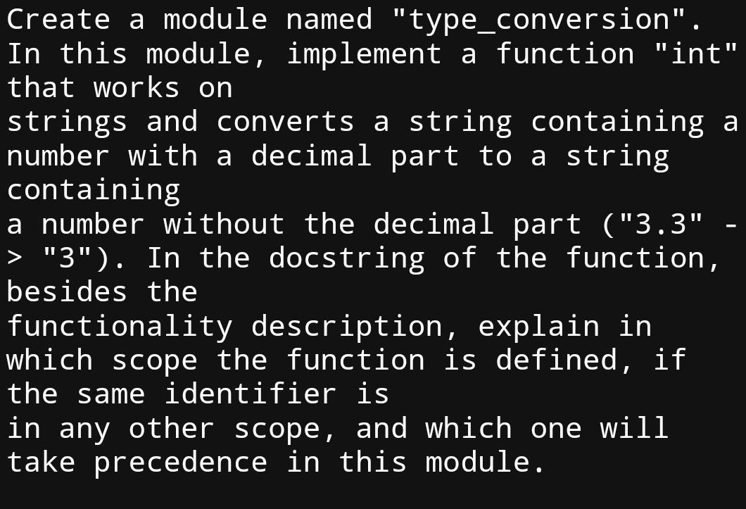 Solved Create a module named "type_conversion". In this | Chegg.com