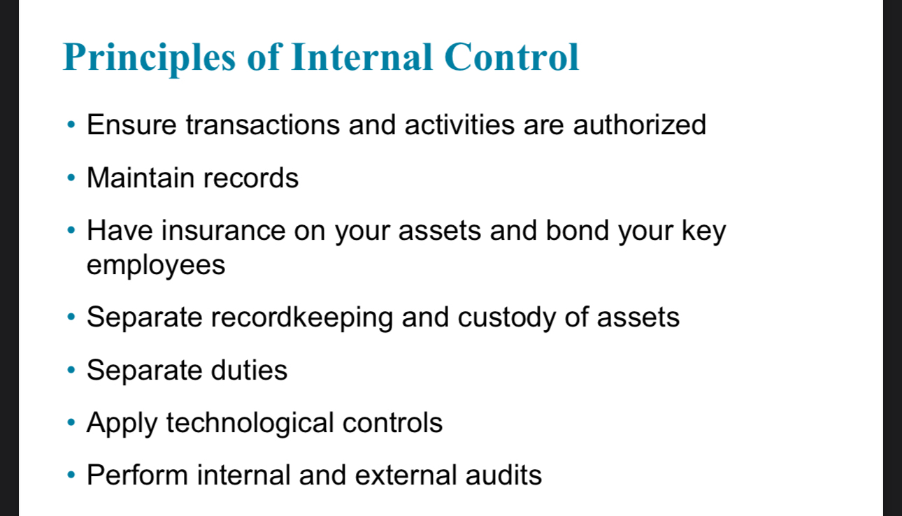Solved Principles of Internal ControlEnsure transactions and | Chegg.com