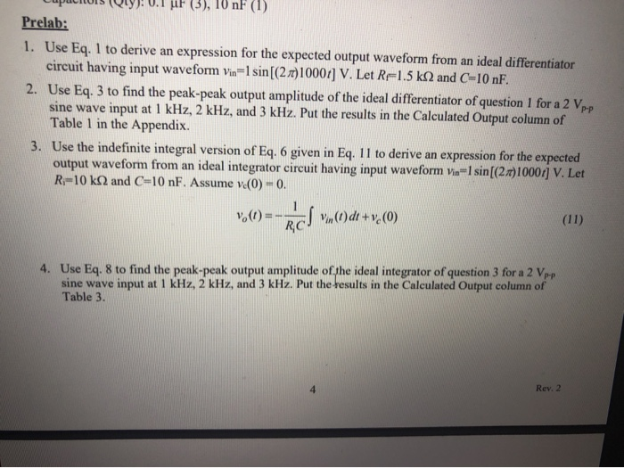 Solved How do you solve questions 1 and 2 in the prelab | Chegg.com