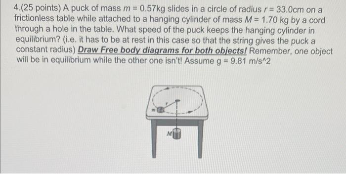 Solved 4. (25 points) A puck of mass m=0.57 kg slides in a | Chegg.com