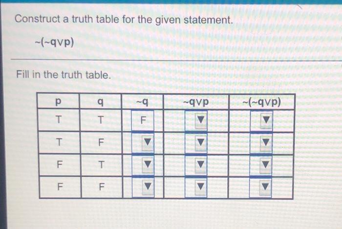 Solved Construct a truth table for the given statement. | Chegg.com