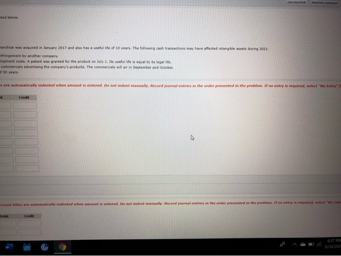 Solved Problem 10-07A a-c (Video) The intangible assets | Chegg.com