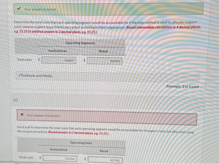 Solved Determine the total costs that each operating segment | Chegg.com