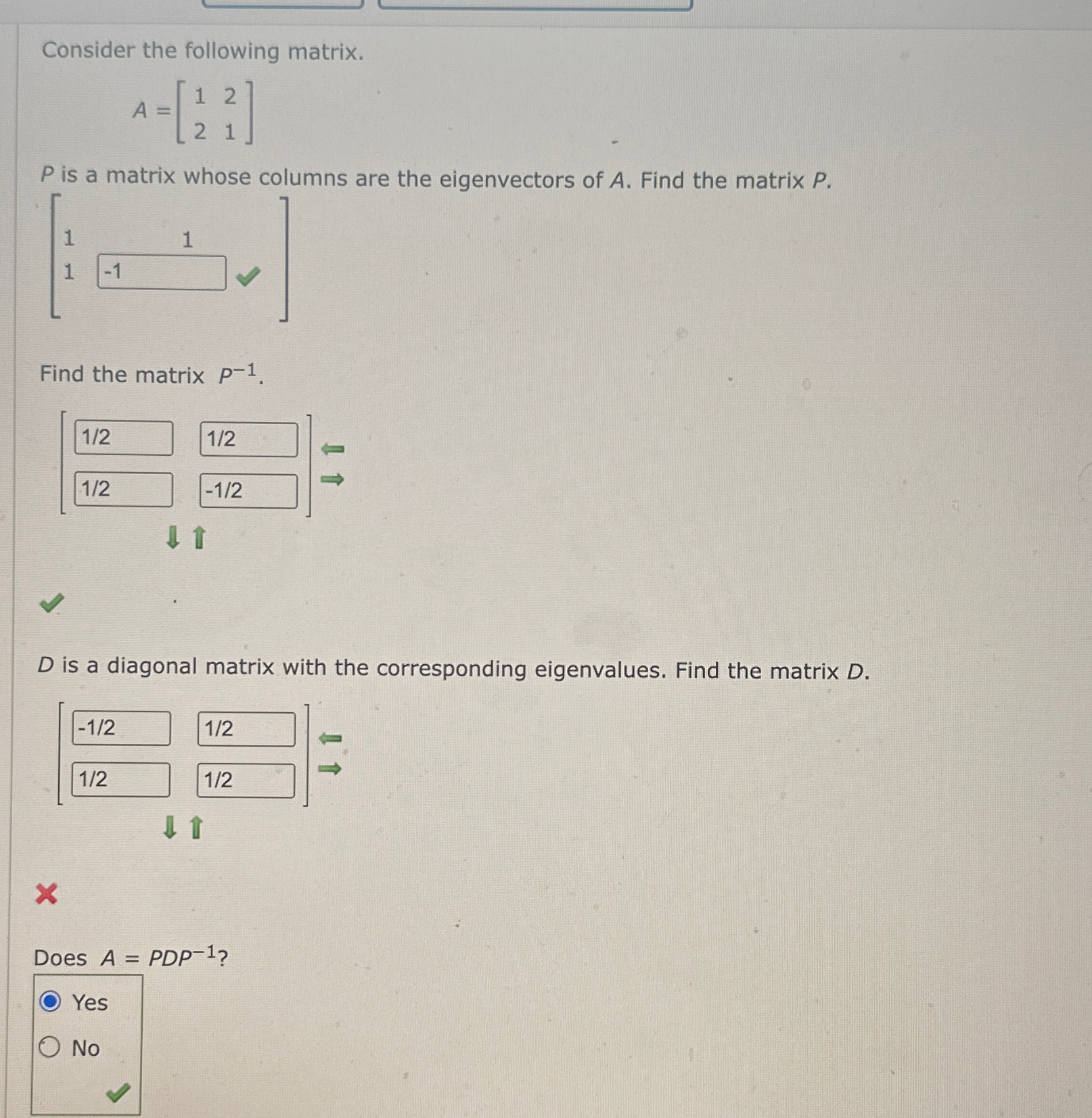 Solved Consider the following matrix.A=[1221]P ﻿is a matrix | Chegg.com