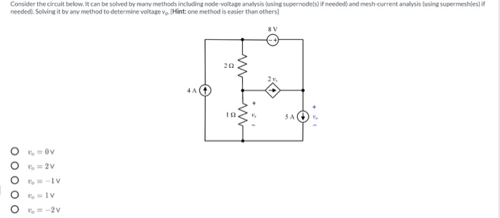 Solved Consider the circuit below. It can be solved by many | Chegg.com Solved Consider the circuit below. It can be solved by many | Chegg.com