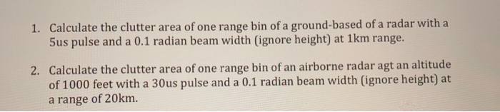 3. Find the clutter return of the radars in problems | Chegg.com