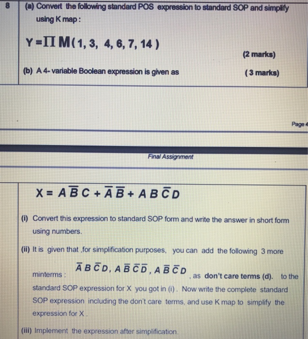 Solved (a) Convert the following standard POS expression to | Chegg.com