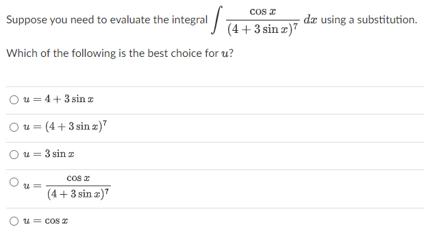 Solved Suppose you need to evaluate the integral | Chegg.com