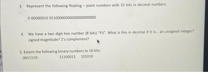Solved 3. Represent the following floating - point numbers | Chegg.com