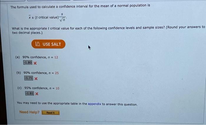 Solved The formula used to calculate a confidence interval | Chegg.com