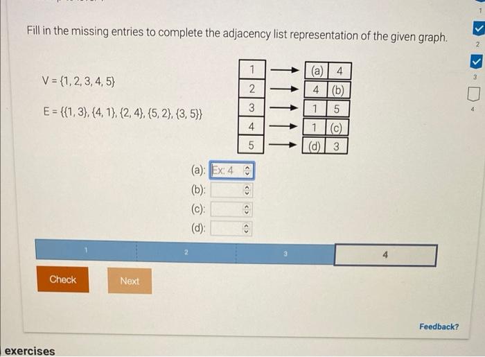 Solved Fill in the missing entries to complete the adjacency | Chegg.com